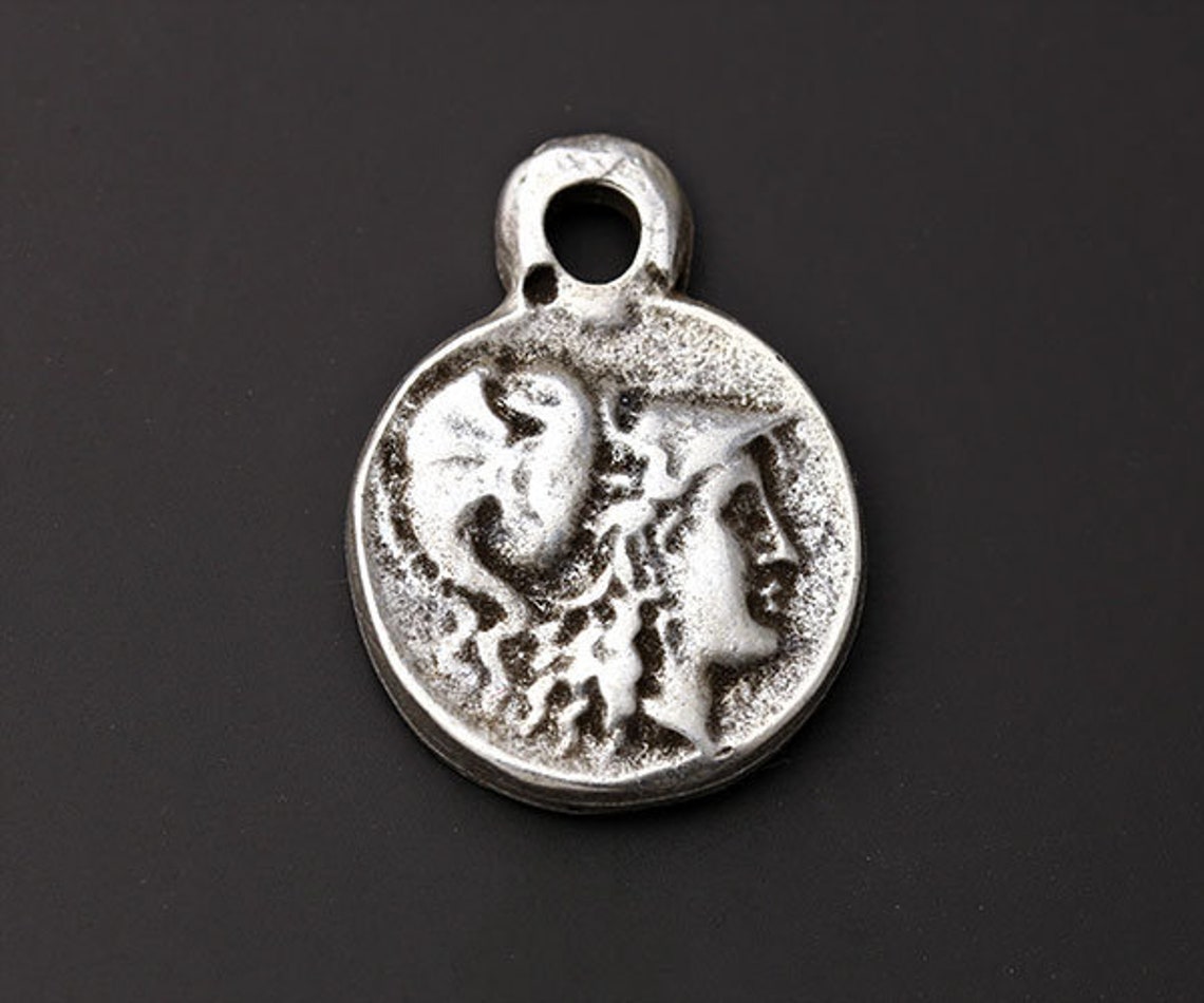 Silver Goddess Athena Charm Silver Coin Charm Replica Greek - Etsy