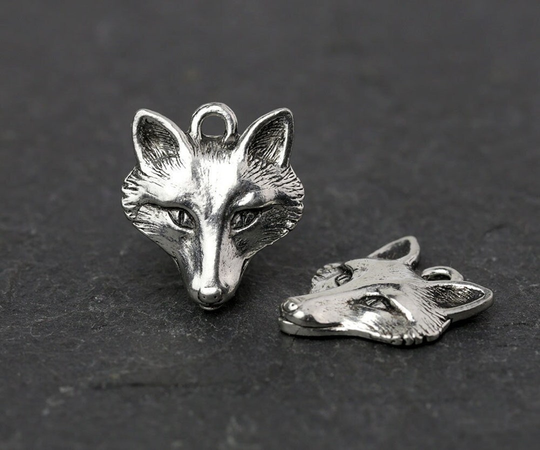 Silver Fox Charm, Silver Fox Head Charm, Finely Detailed, Antique ...