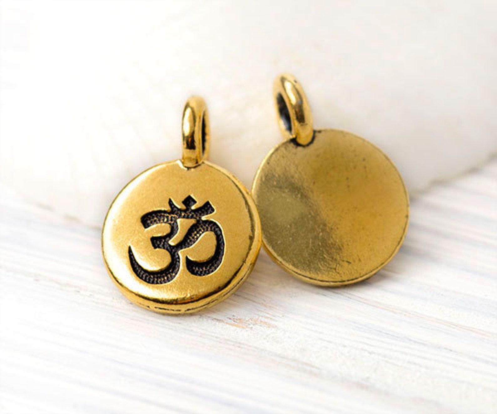 Gold Round Om Charm Small Om Symbol Charm Tierracast Zen - Etsy Canada