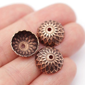 13mm Acorn Bead Caps, Large Bead Caps, Artisan Copper Beadcaps, Antique ...