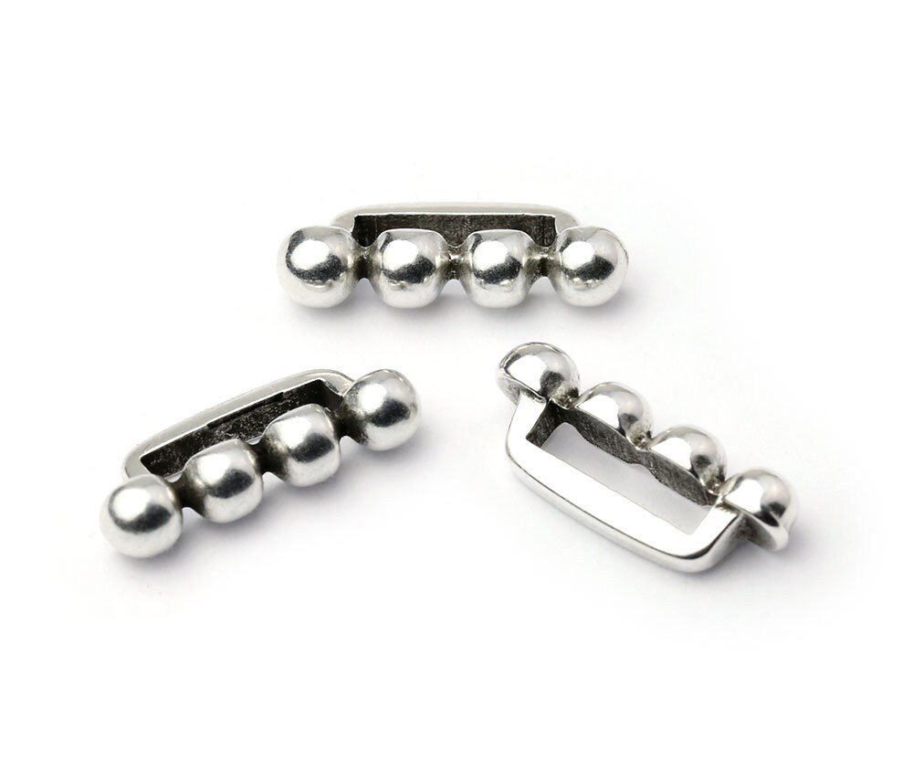 Silver Beaded Slider Bars Simple Slider Beads Spacers for - Etsy