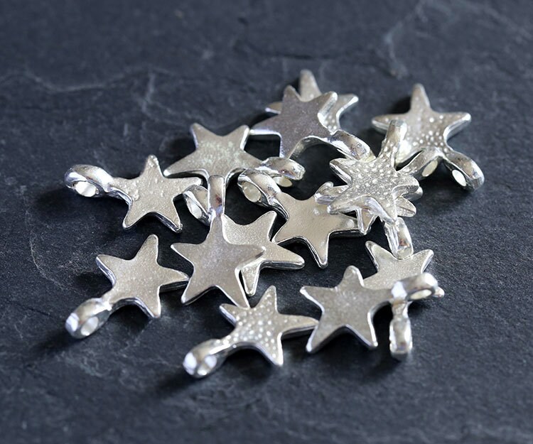 Small Silver Star Charms Silver Star Drop Earrings Tiny - Etsy