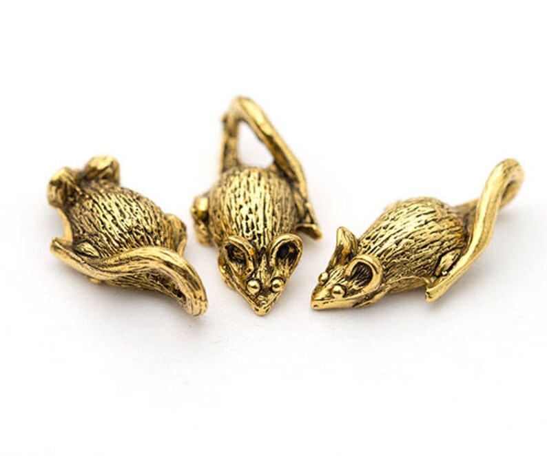 Gold Little Mouse Charm, Tiny Mice Charm, Antique Gold Cute Little ...