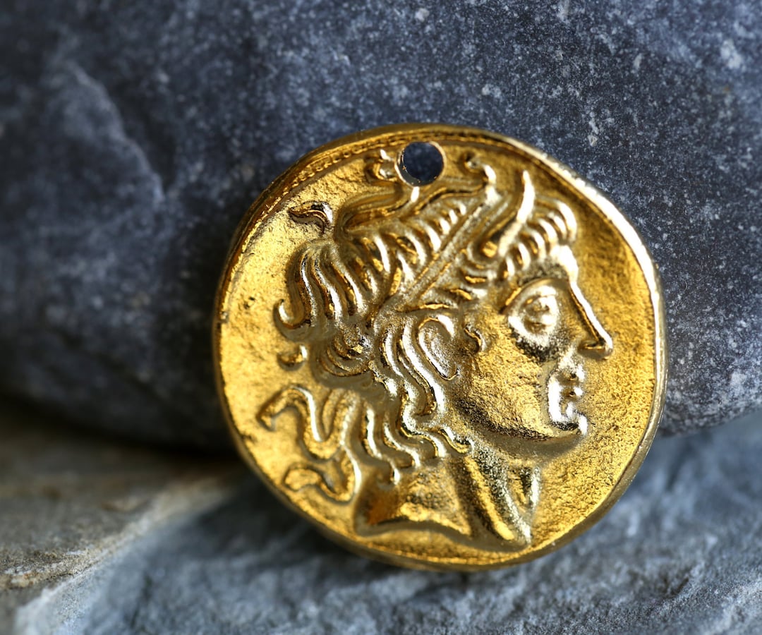 Gold Alexander the Great Pendant, Greek Gold Replica Coin Pendant, 24K ...
