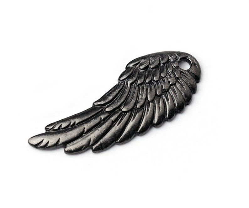 Black Wing Charm Angel Wing Pendant Guardian Angel Wing - Etsy