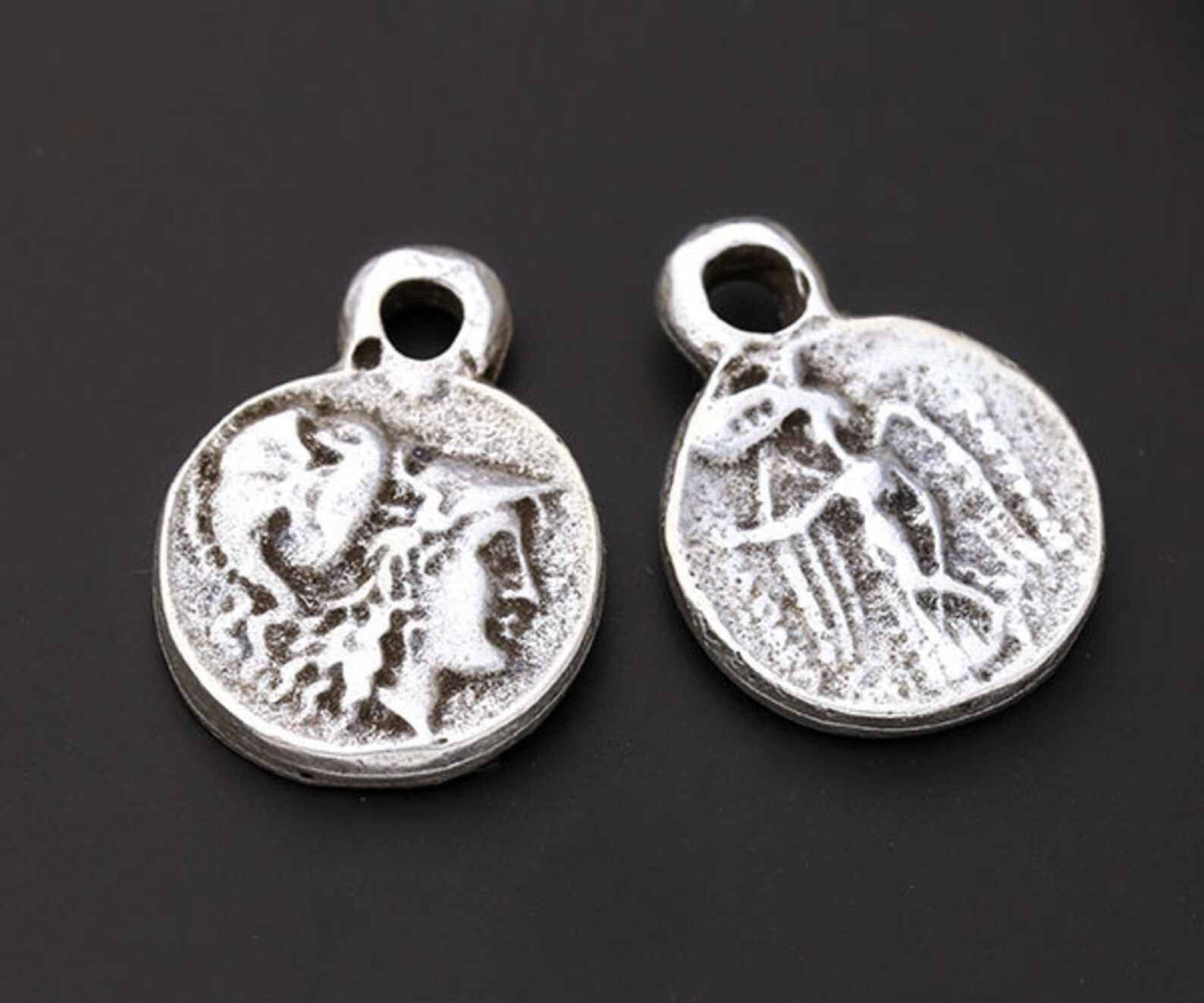 Silver Goddess Athena Charm Silver Coin Charm Replica Greek - Etsy