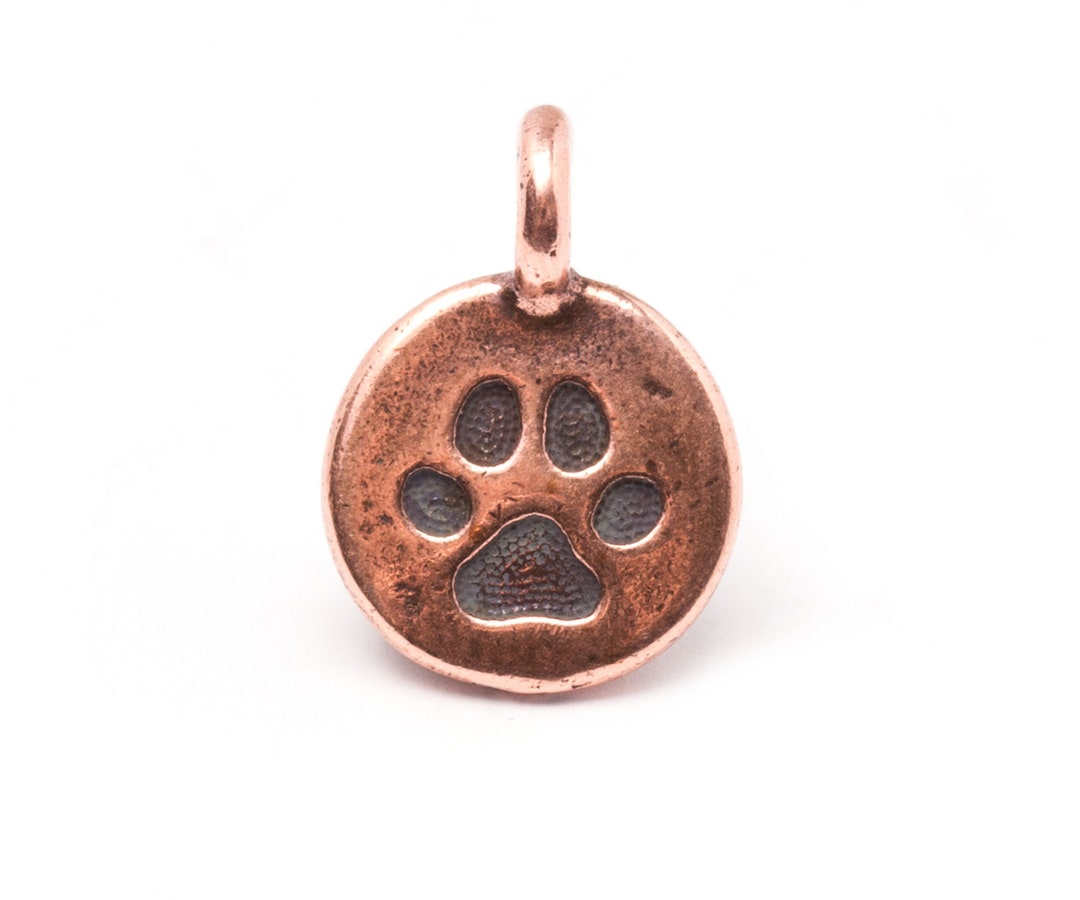 Copper Paw Print Charms, Antique Copper Tiny Paw Charm, Cat or Dog Paw ...