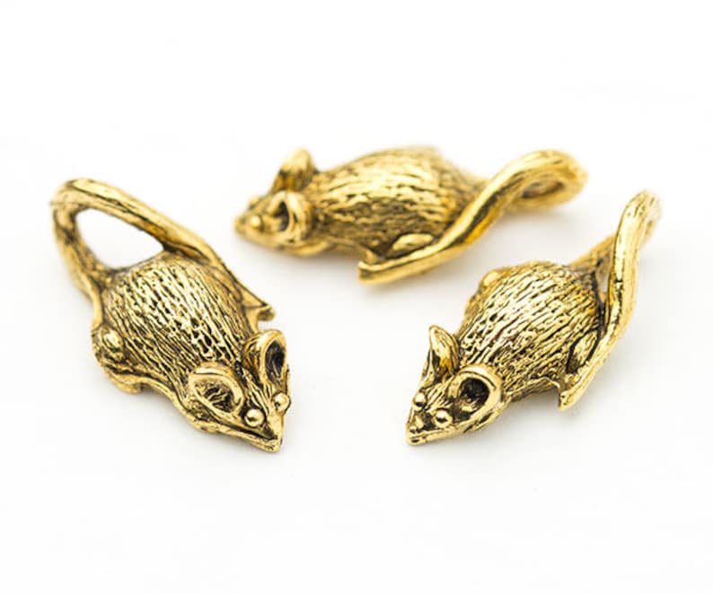 Gold Little Mouse Charm, Tiny Mice Charm, Antique Gold Cute Little ...