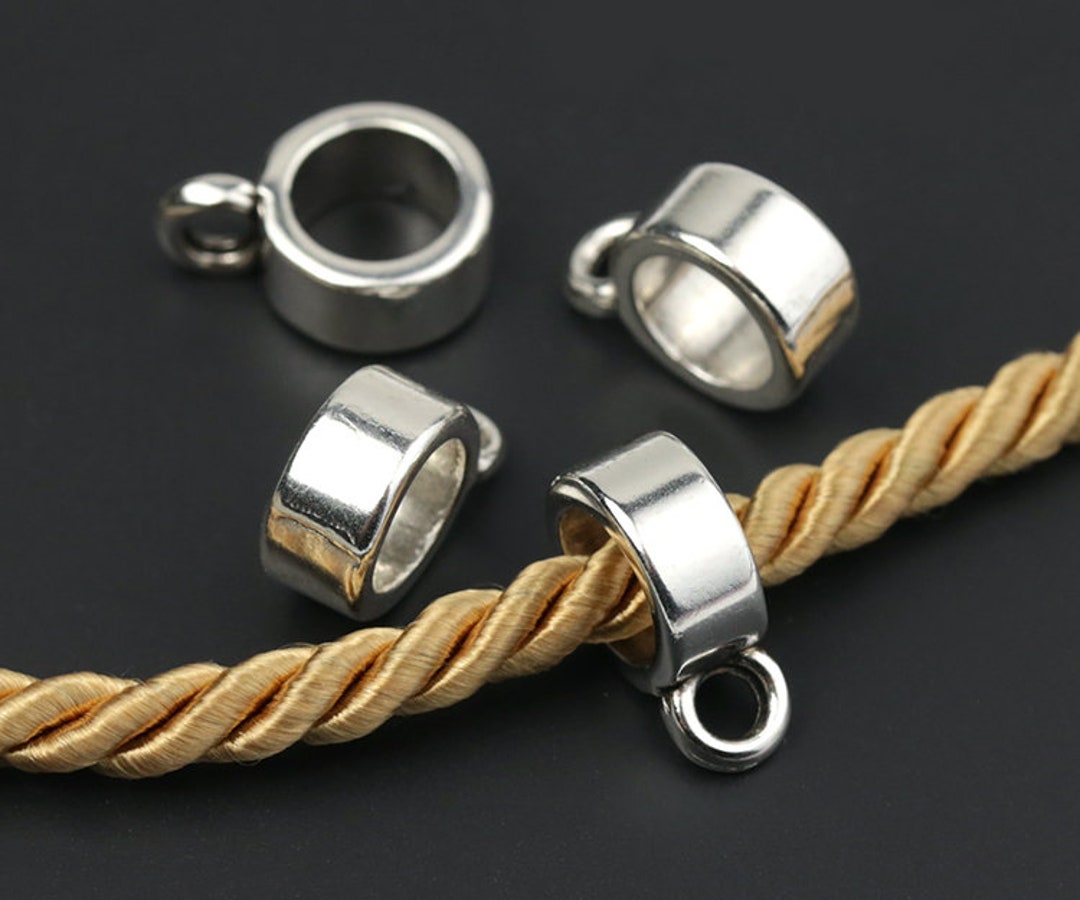 5mm Cord Charm Holder, Small Silver Slider Bail, Loop Bail, Bracelet ...
