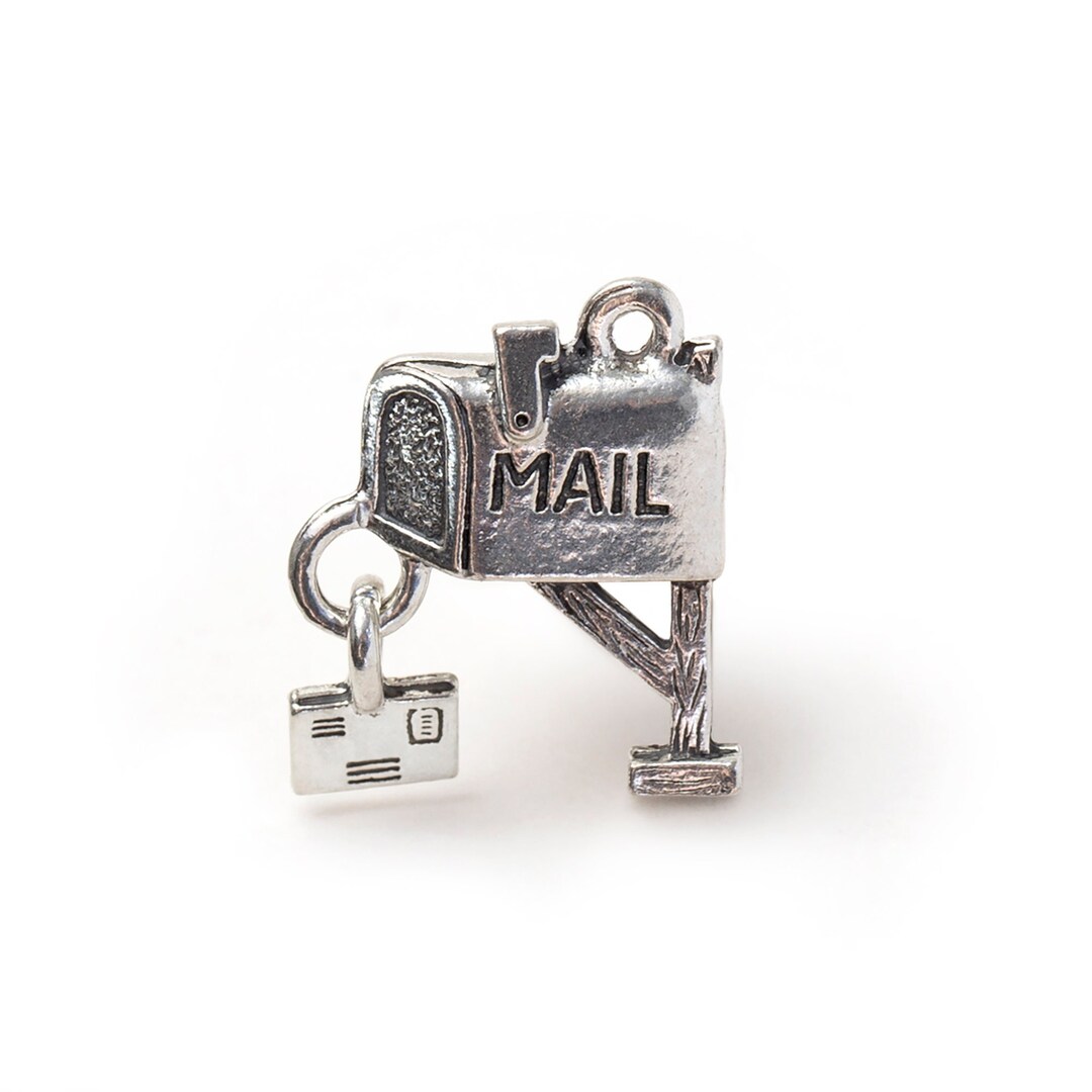 Silver Mailbox Charm, Mailbox With Letter Pendant, Mail Delivery ...