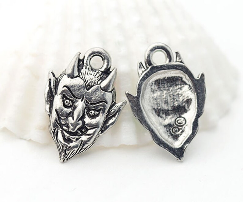 Silver Devil Head Charm Antique Silver Devil Mask Devil Face - Etsy