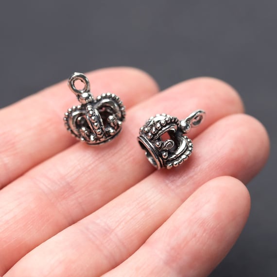 Small Silver Crown Charm Royal Charm 3 Dimensional Pewter | Etsy