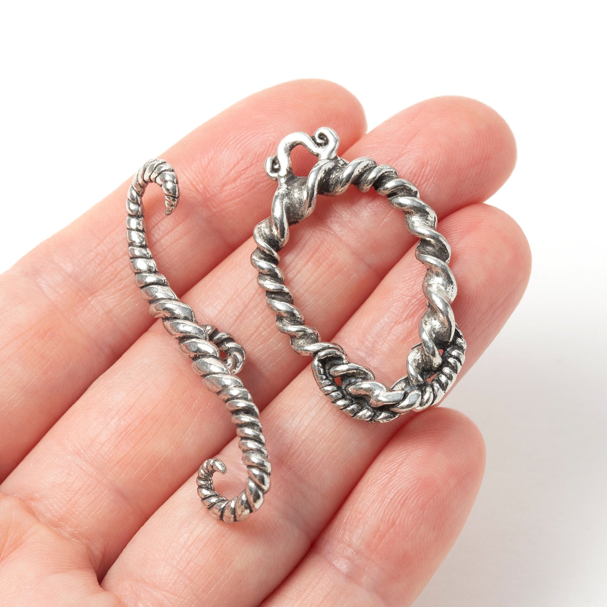 Extra Large Twisted Rope Toggle Clasp Antique Silver Made in | Etsy