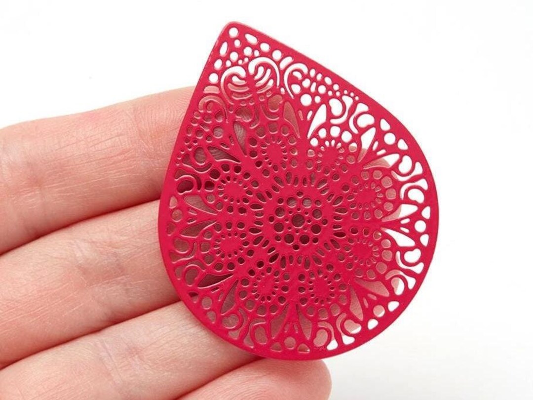 Large Filigree Earring Charms, Laser Cut, Floral Ornament, Ultralight ...