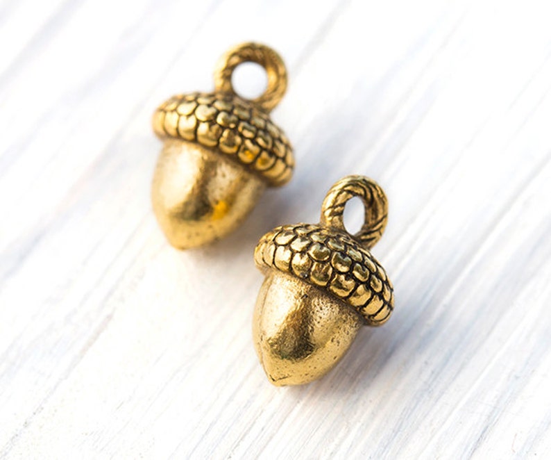 Gold Acorn Charms Small Acorn Dangles Acorn Drop Charms - Etsy