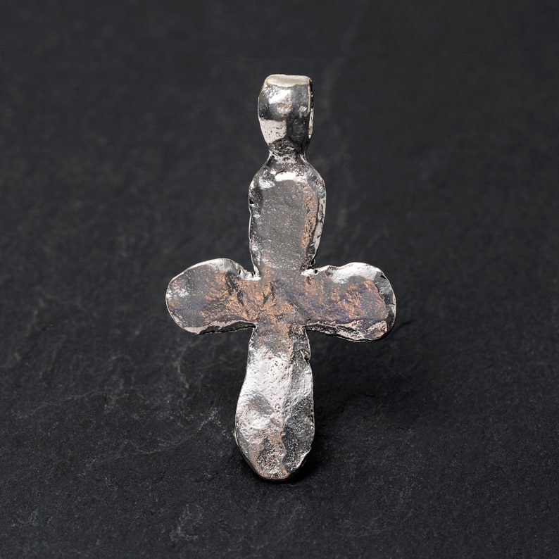Large Silver Cross Pendant Silver Hammered Cross Pendant - Etsy