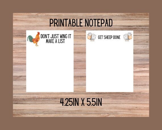 Farm, Barnyard, Animal, Printable, Instant Download Unlined Notepad - Etsy