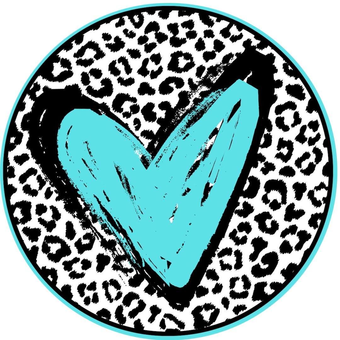 Downloadable and Printable Whimsy Blue and Black Heart With Leopard ...