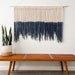 Large Navy Staggered Macrame Wall Hanging, Modern Macrame Wall Art ...