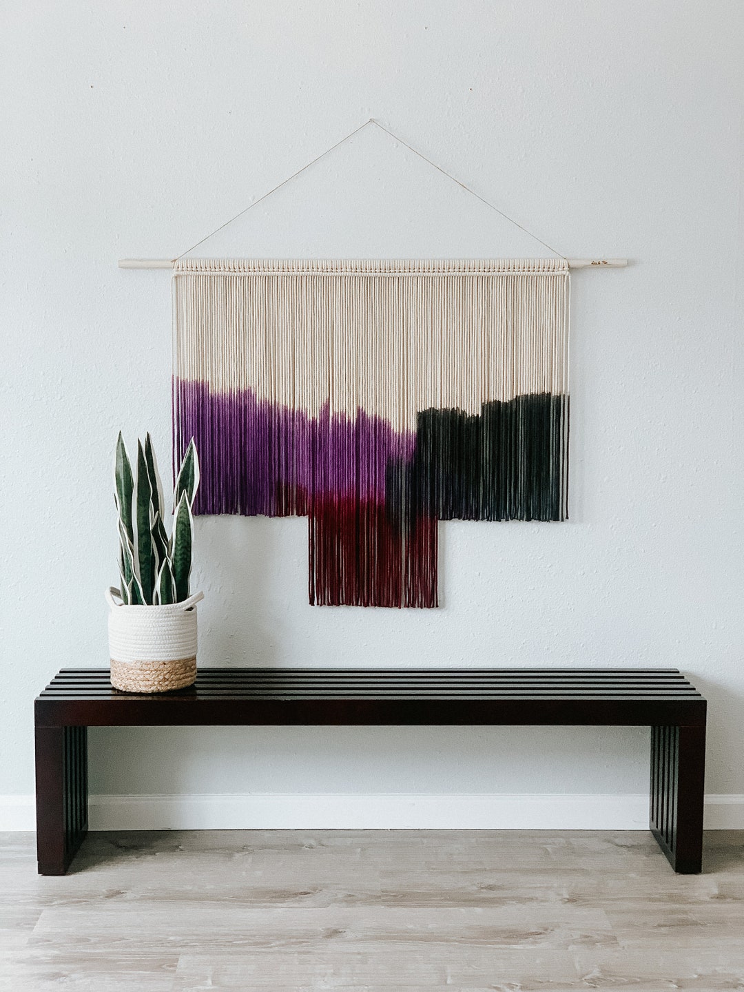 Large Purple Macrame Wall Hanging, Geometric Macrame Wall Art, Boho ...
