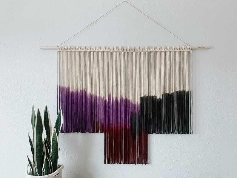 Large Purple Macrame Wall Hanging Geometric Macrame Wall Art | Etsy