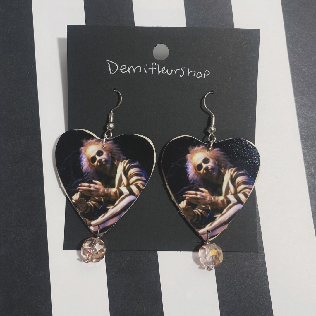Beetlejuice Earrings Michael Keaton Boo Basket Goth Scarfy Movie - Etsy