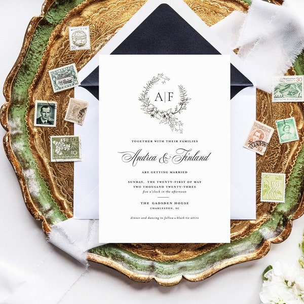 Monogram Invitation - Etsy