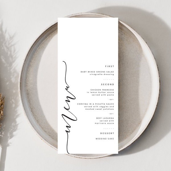 Simple Wedding Menu - Etsy