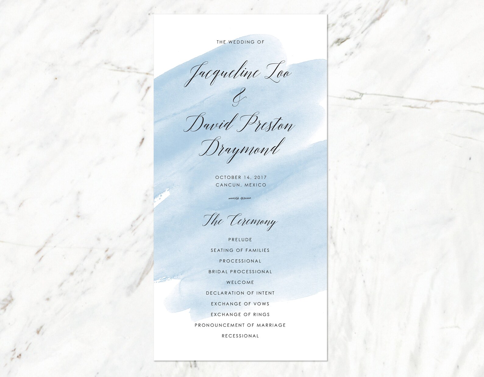 Dusty Blue Watercolor Wedding Program Blue Wedding Program | Etsy