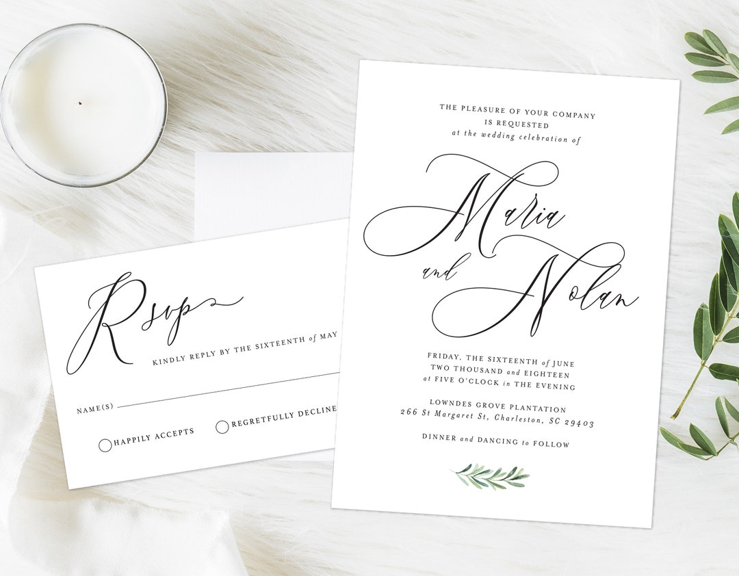 Elegant Wedding Invitation, Fancy Script, Formal Wedding Invitation ...