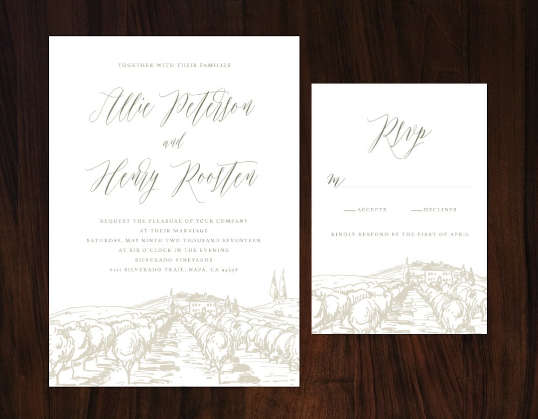 Vineyard Wedding Invitation, Winery Wedding Invitation, Romantic ...