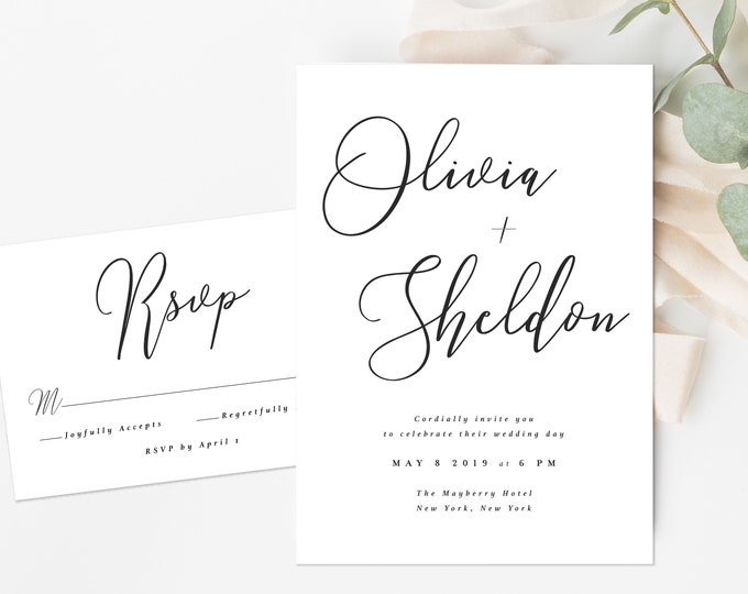 Formal Wedding Invitation, Messy Script Wedding Invitation, Whimsical ...