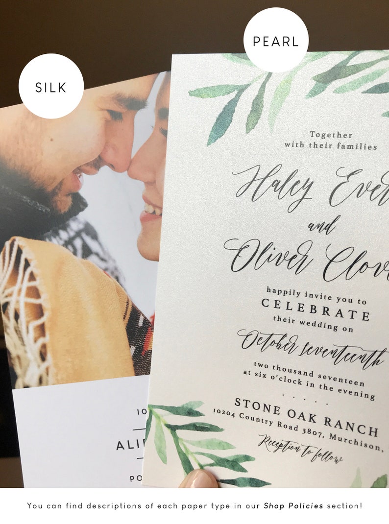 Greenery Wedding Invitation Leafy Script Wedding Invitation - Etsy