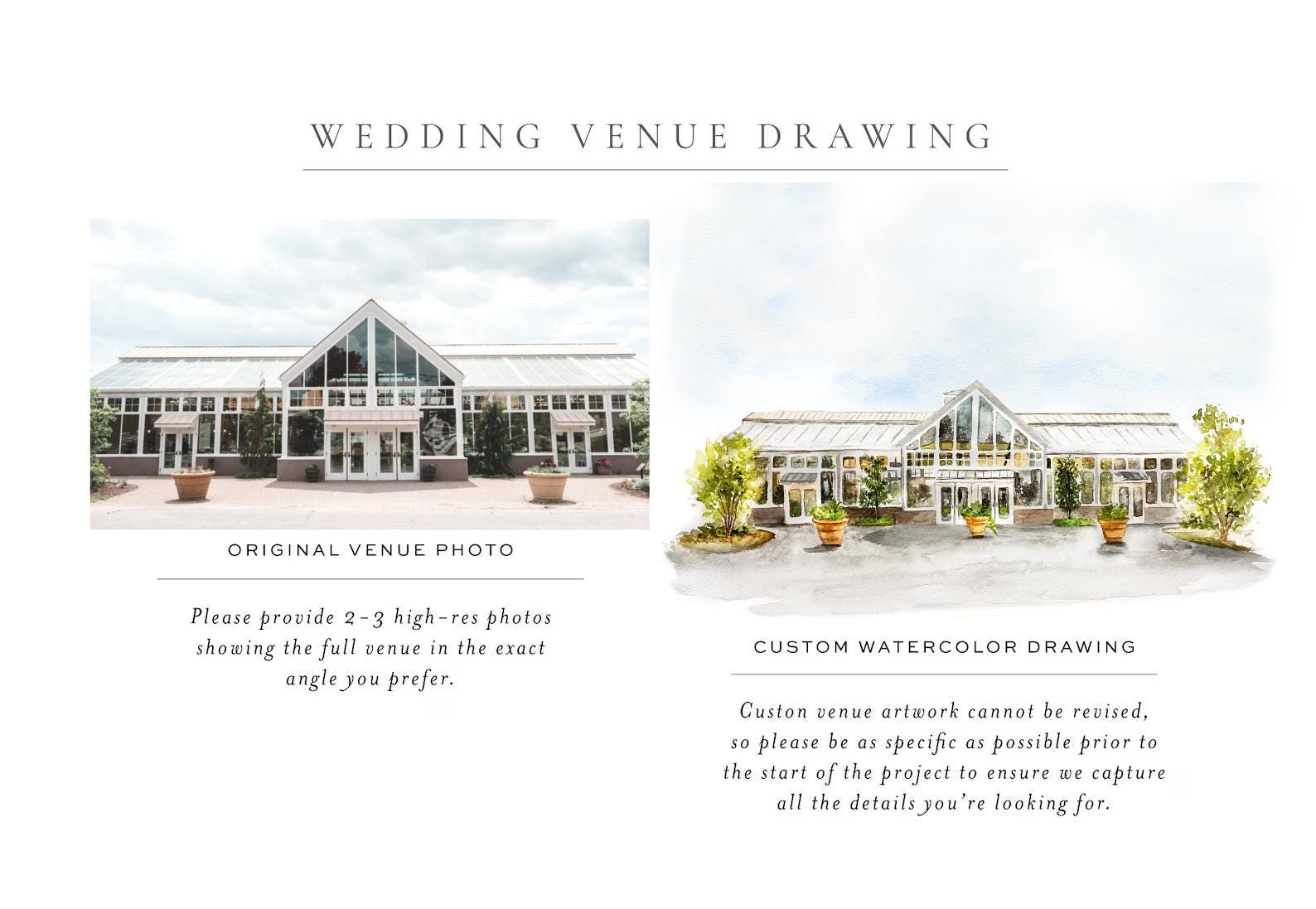 Custom Venue Save the Date With Watercolor Illustration, Luxury Printed ...