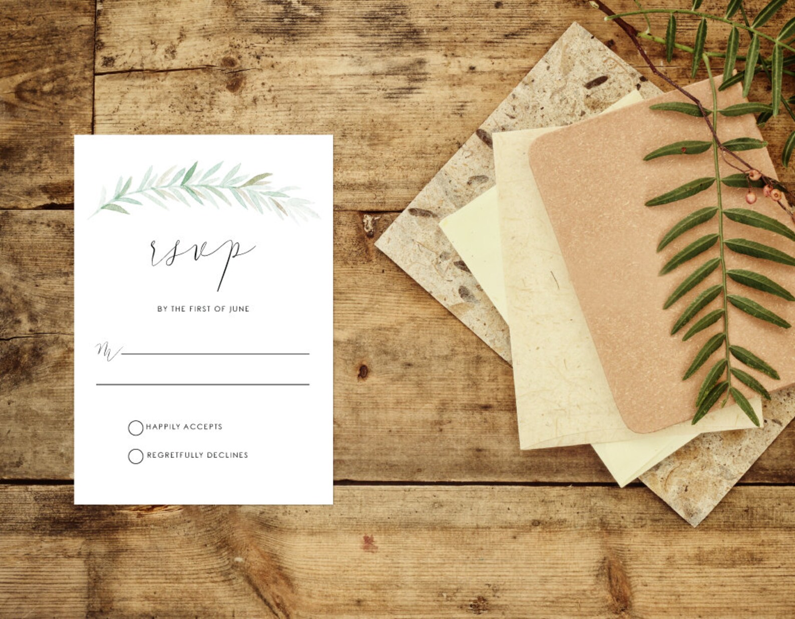 Greenery Wedding Invitation Leafy Script Wedding Invitation - Etsy