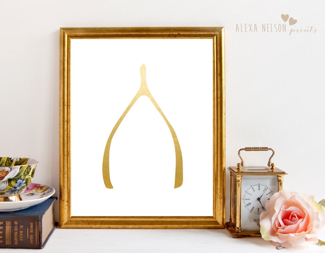 Gold Wishbone Print, Print for Gallery Wall, Home Office Wall Print ...