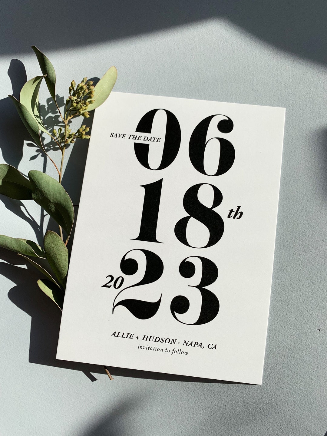 PRINTED Modern Save the Date, Numerals Save the Date, Classic Save the ...