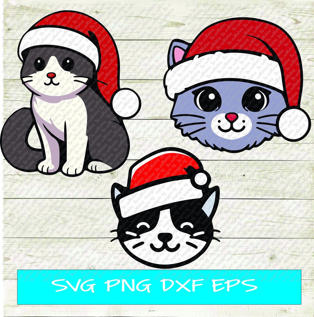 Cute Cat Svg, Christmas Cats Svg, Cat Bundle SVG, Christmas SVG, Merry ...
