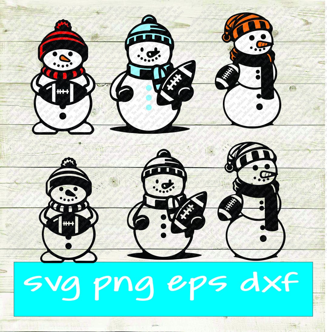 Football Snowman Svg, SVG Bundle for Winter Projects, Cute Snowmen With ...