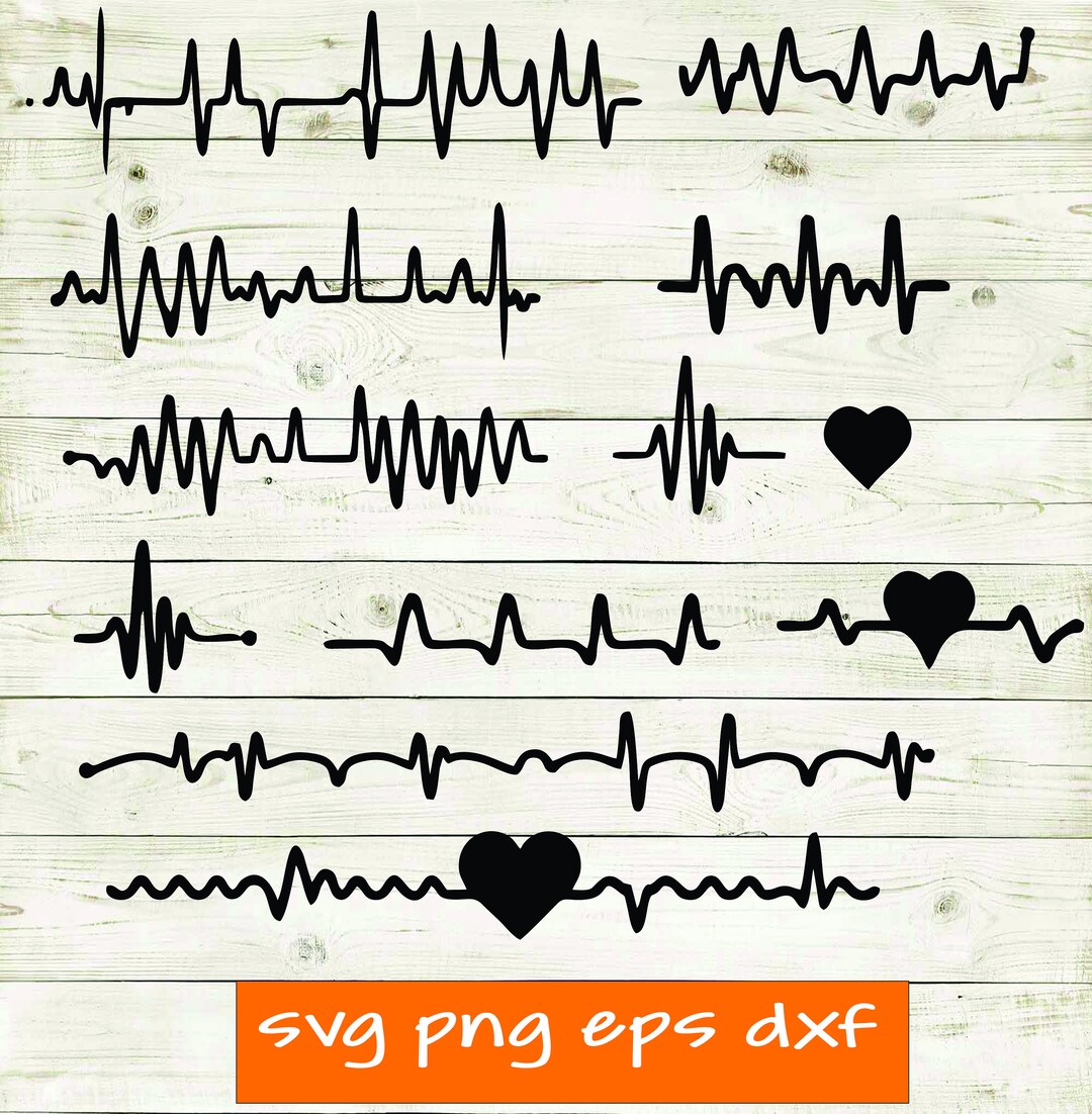 Heartbeat Line SVG Bundle | Minimalist ECG Vector Designs | Continuous ...