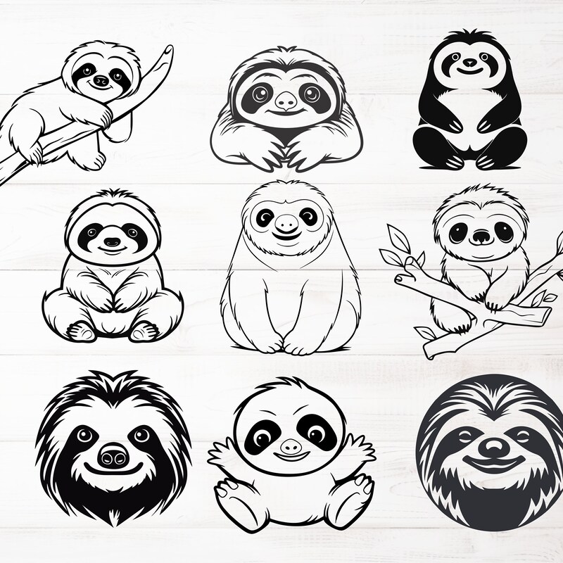 Cute Sloth Svg - Etsy