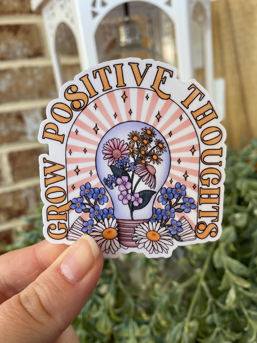 Grow Positive Thoughts Sticker | Wildflower Lightbulb, Mental Health - Etsy