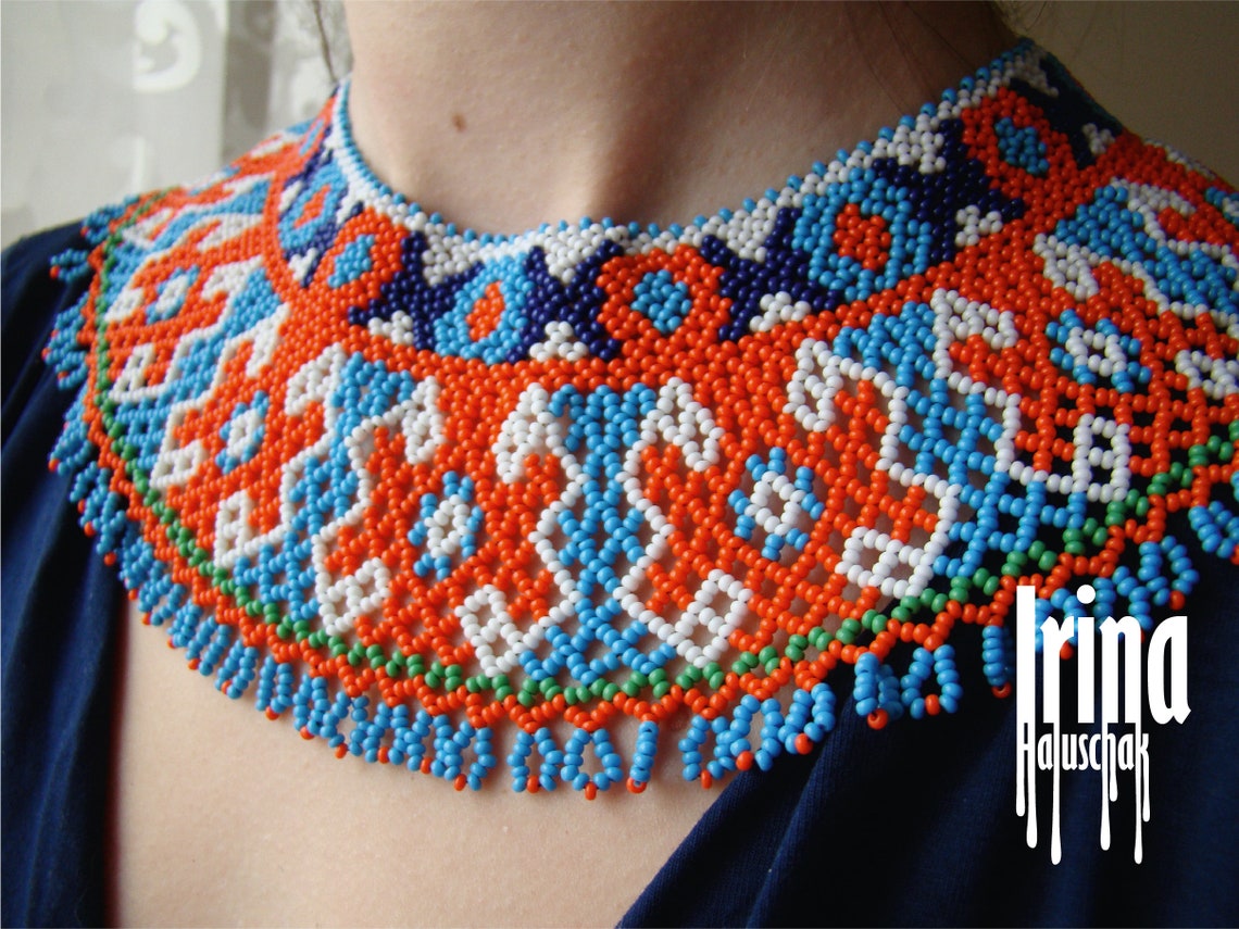Ukraine jewelry Beaded necklace Sylyanka Seed bead collar Bead | Etsy