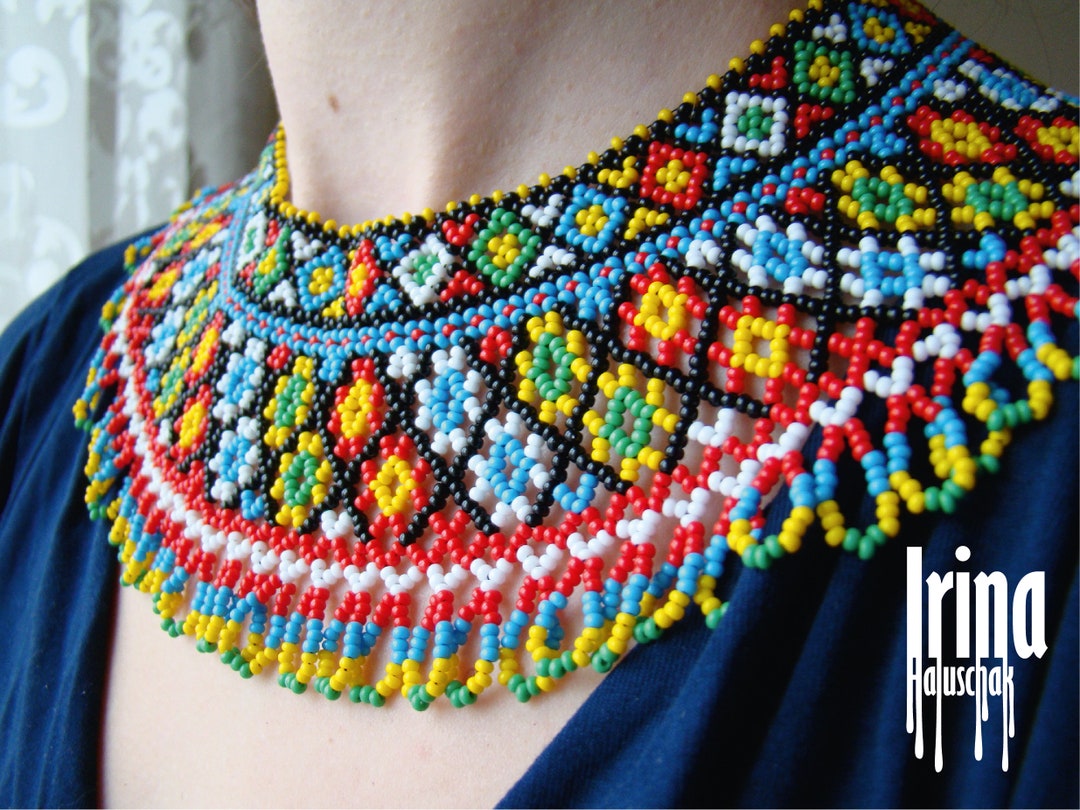 Ukrainian Jewelry Vyshyvanka Necklace Seed Bead Necklace Beaded Collar ...