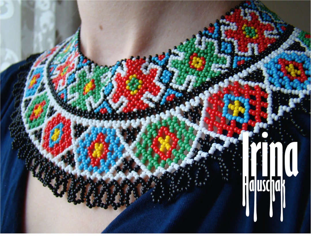 Beaded Necklace Ukrainian Jewelry Ukraine Seed Bead Necklace Ethnic ...