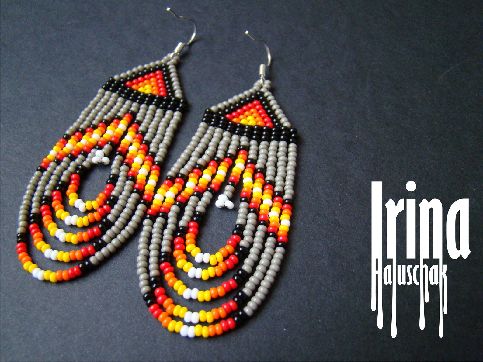 Gray Native American Style Beaded Earings Seed Bead Earrings | Etsy