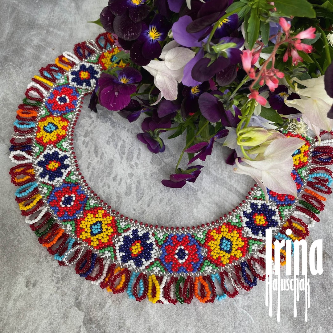 Ukraine Bead Necklace Sylyanka Necklace Beaded Folk Necklace Vyshyvanka ...