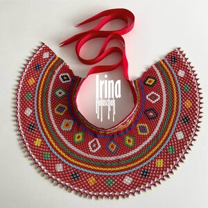 Traditional Ukrainian Lemko Seed Bead Necklace Krywulka. Red Beaded ...