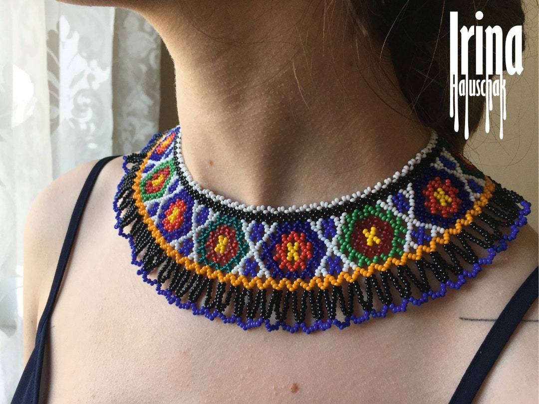 Ukraine Necklace Folk Beaded Necklace Ethnic Seed Bead Necklace ...