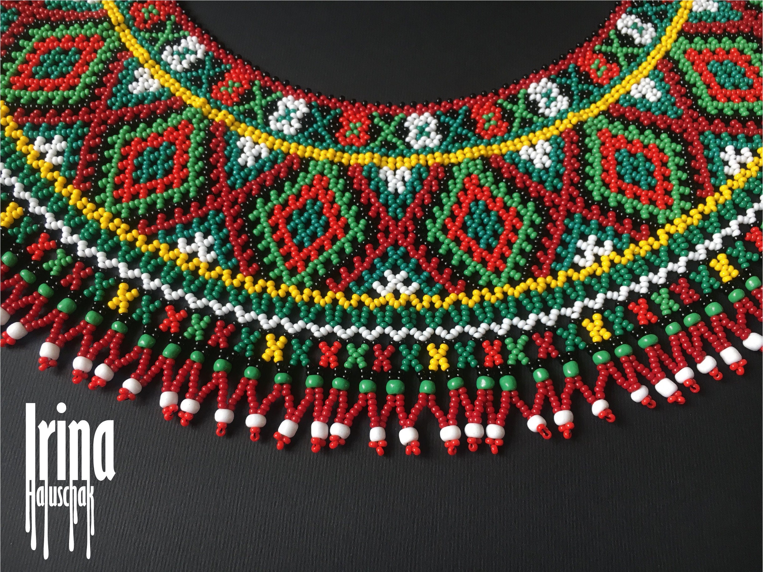 Ukrainian seed bead necklace Beaded collar Czech seed bead | Etsy